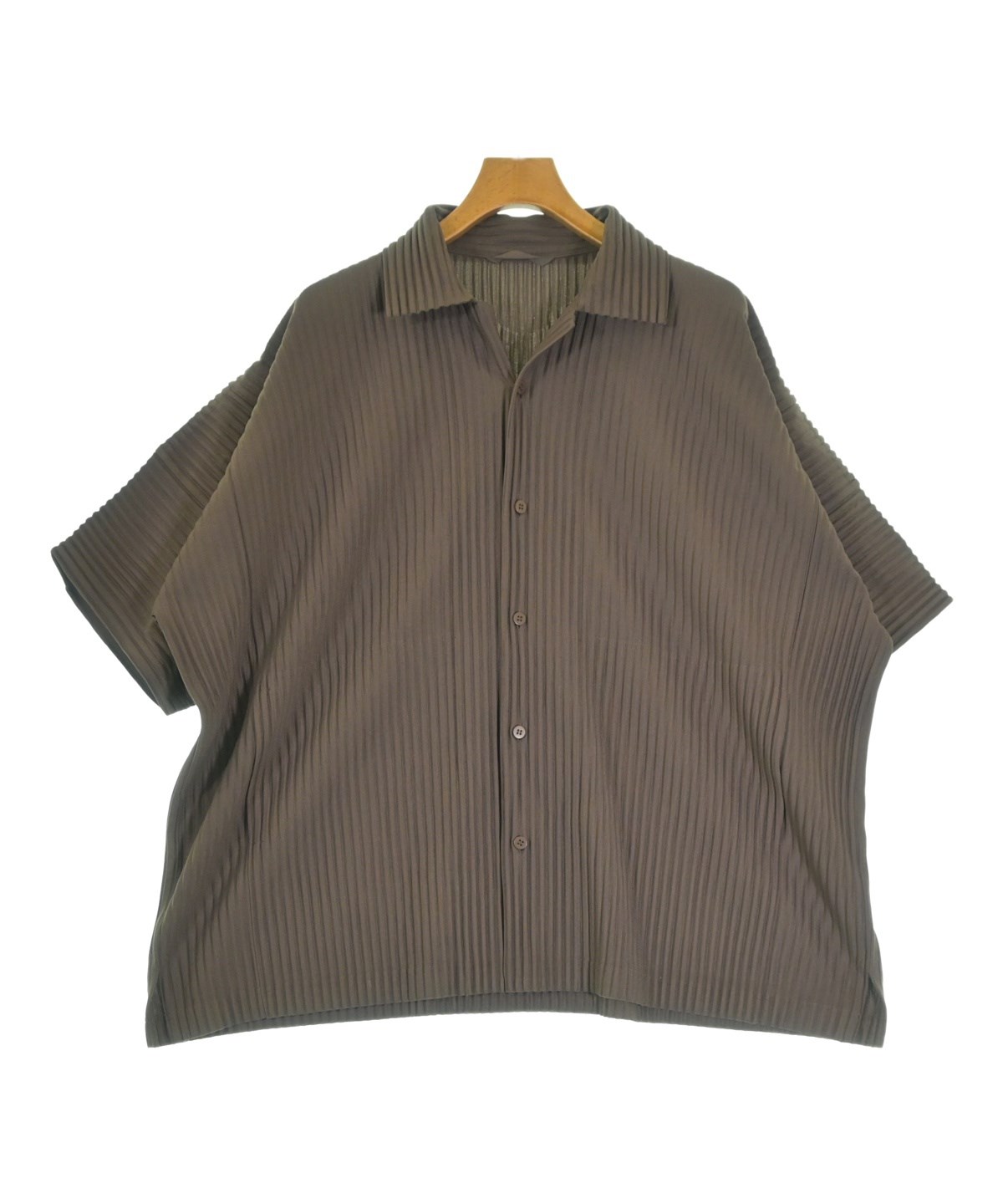 HOMME PLISSE オムプリッセ カジュアルシャツ メンズ 【古着】【中古】 HOMME PLISSE（オムプリッセ）カジュアルシャツ 茶 サイズ:3(L位