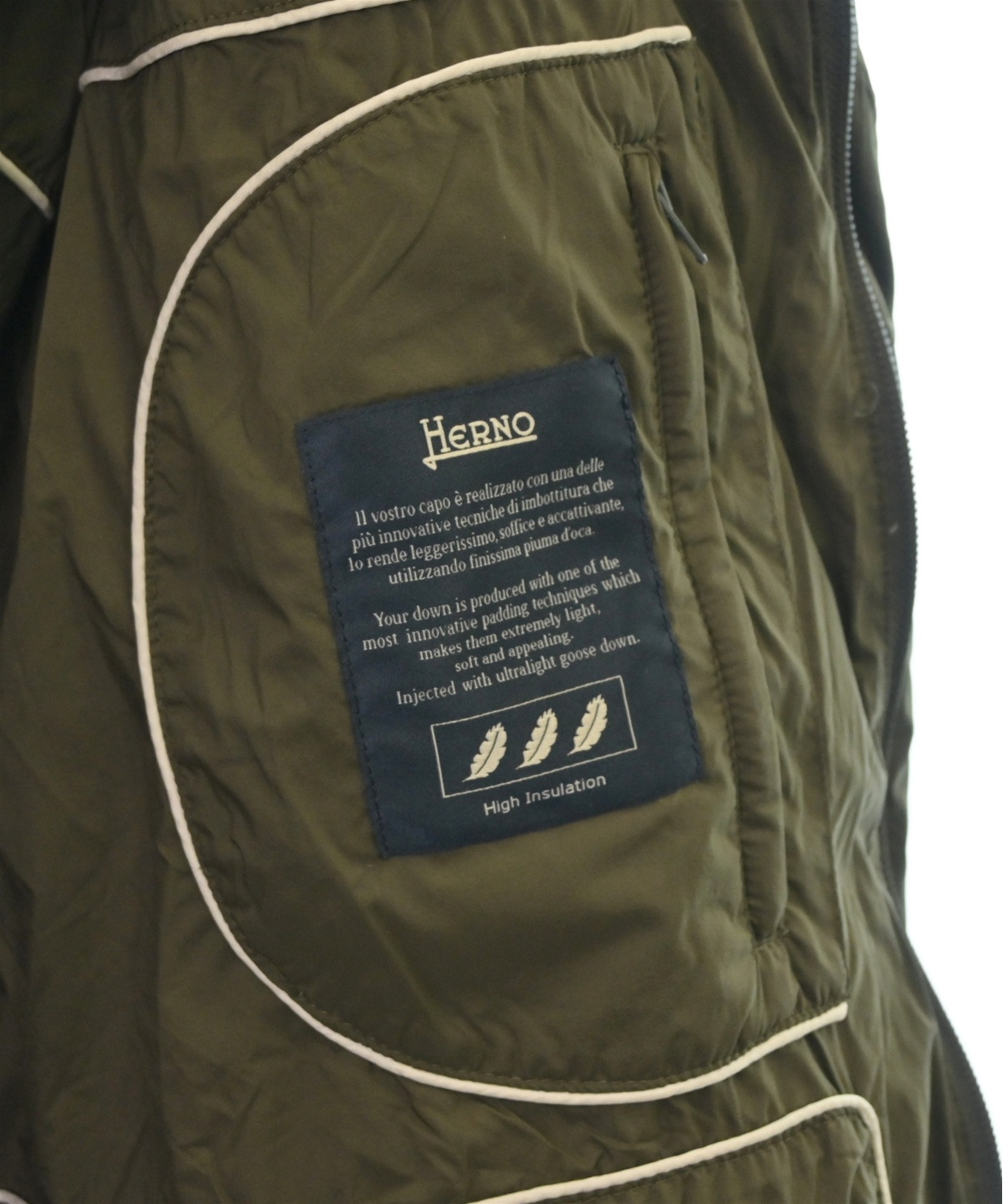 HERNO（ヘルノ）ダウンコート カーキ サイズ:48(L位) メンズ/2200412298011 |【公式】ブランド古着・中古通販はRAGTAG（ラグタグ）